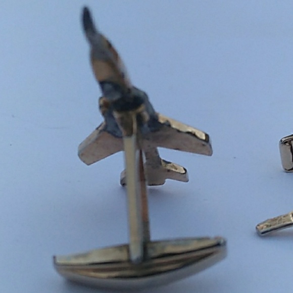Vintage | Accessories | Patpend Vintage Goldtone Fighter Jet Cufflinks ...
